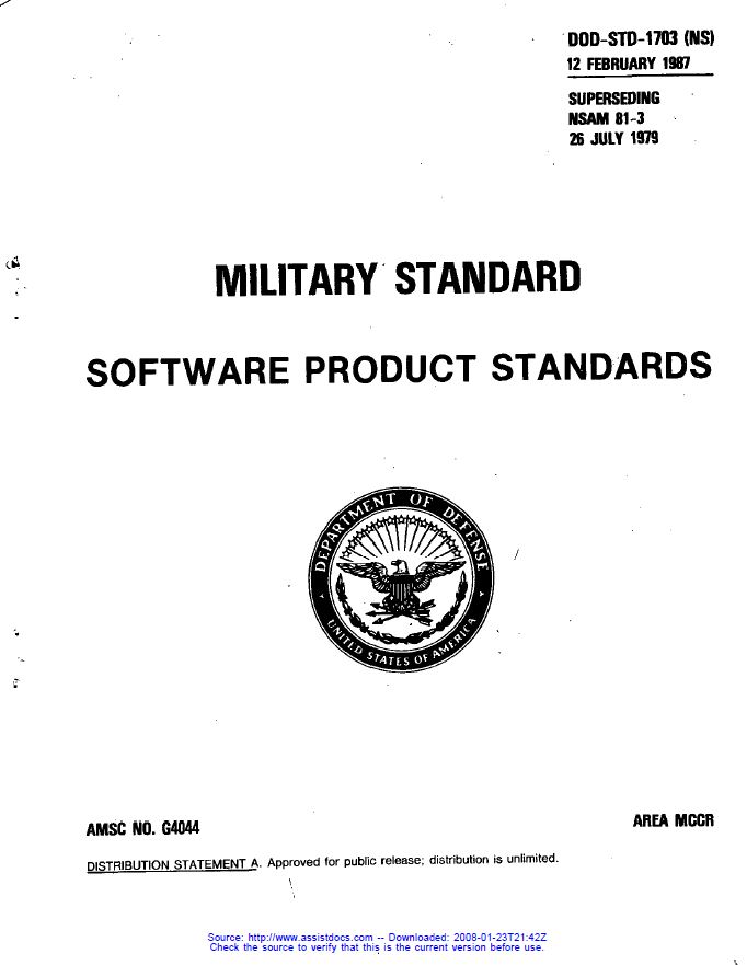 DOD STD- Software Products Standards | SE Goldmine